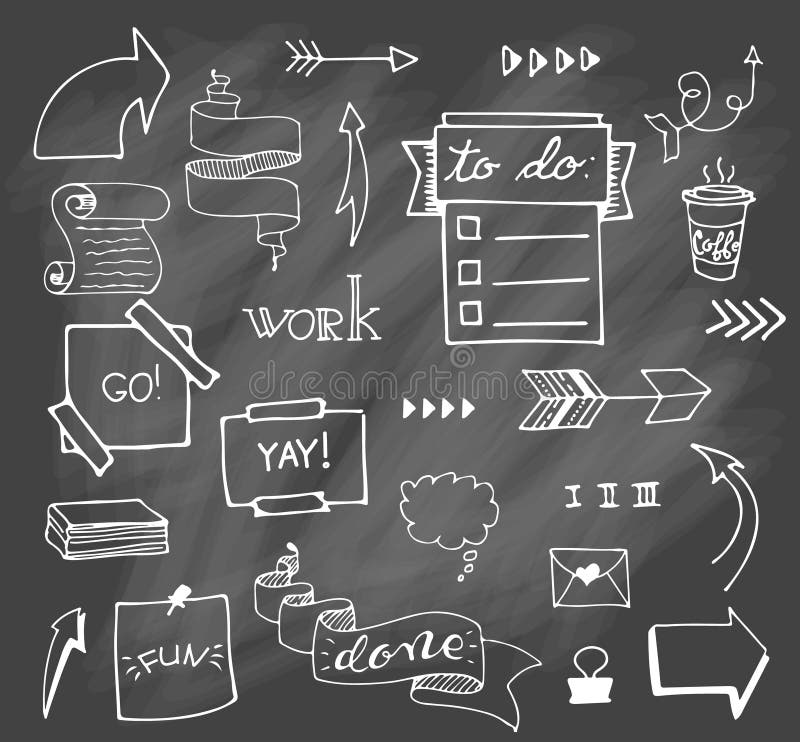 Vector Hand Drawn Sketch Set on Chalk Background Stock Vector ...