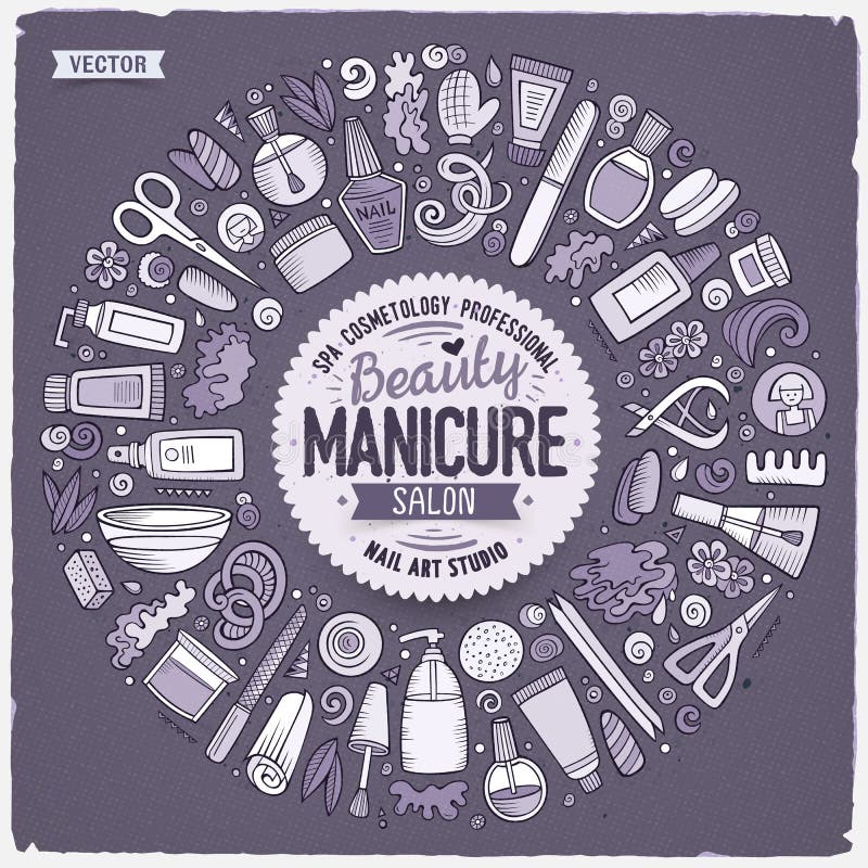 Vector Set of Manicure Cartoon Doodle Objects Stock Vector ...