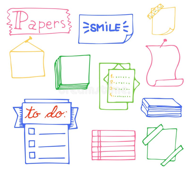 Vector Hand Drawn Set on White Background of Objects:arrow, Banner ...