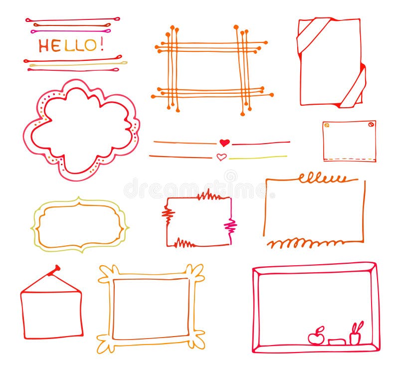 Vector Hand Drawn Set on White Background of Objects:arrow, Banner ...