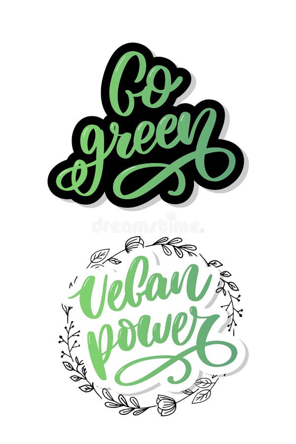 Vector Hand Drawn Sign.Calligraphy Go Green Stock Illustration ...
