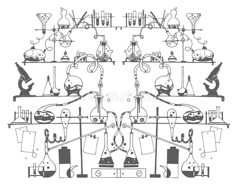Vector Hand Drawn Sketch of Chemistry Illustration on White Background ...