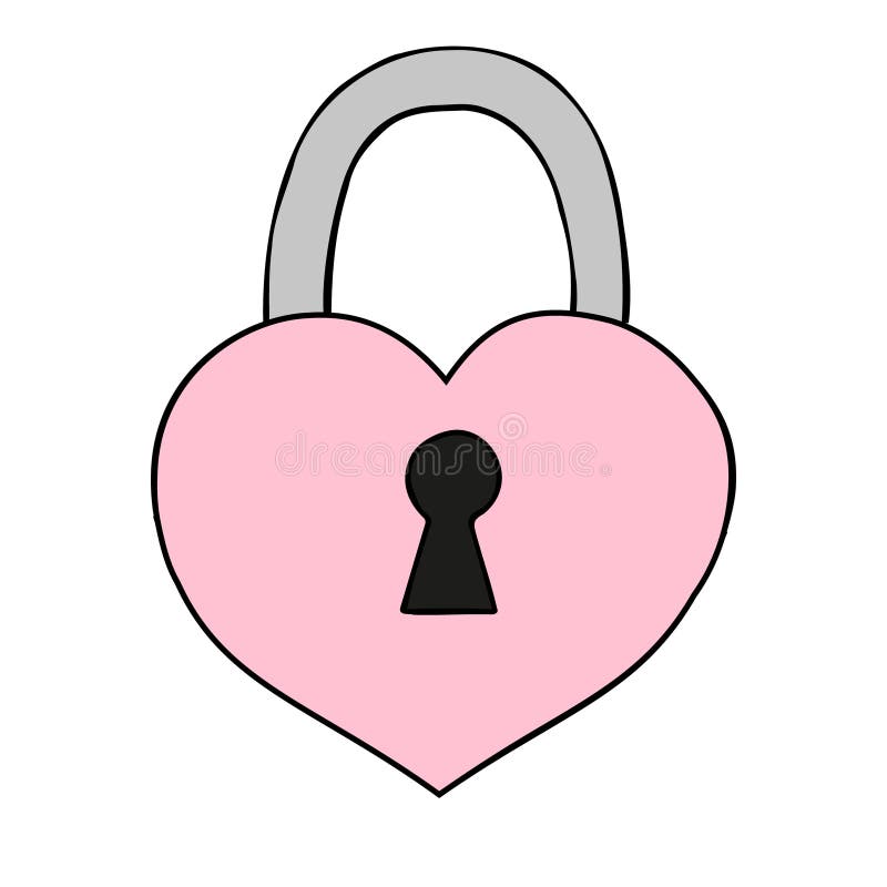 Vector Hand Drawn Sketch Doodle Colored Heart Lock Stock Vector ...
