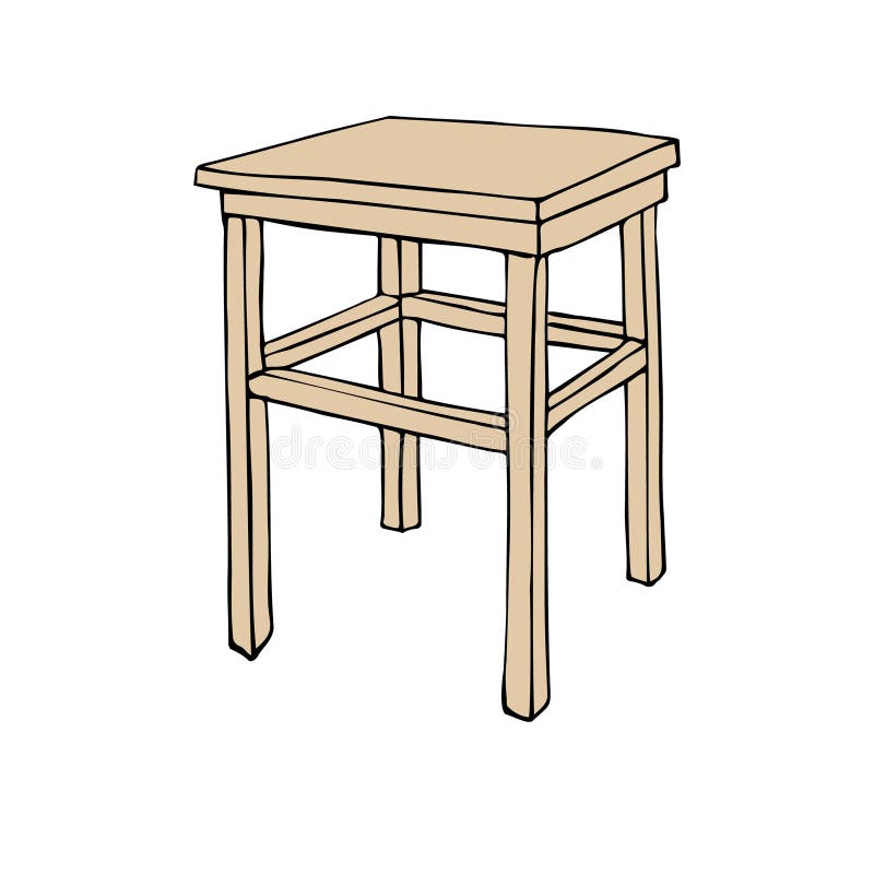 Vector Hand Drawn Sketch Doodle Colored Stool Stock Illustration ...