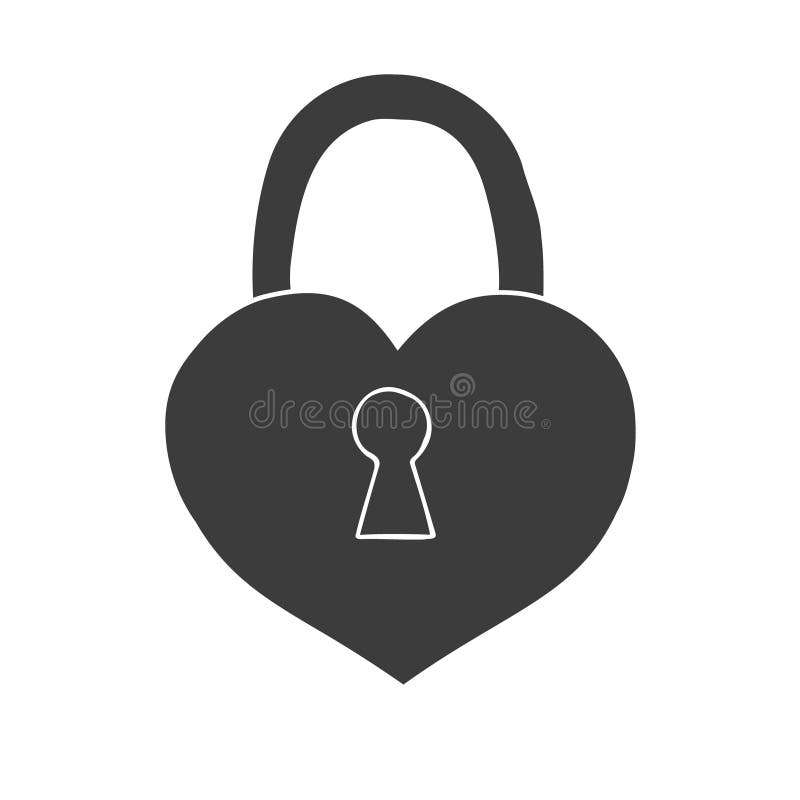 Vector Hand Drawn Sketch Doodle Heart Lock Stock Illustration - Illustration of private, icon ...