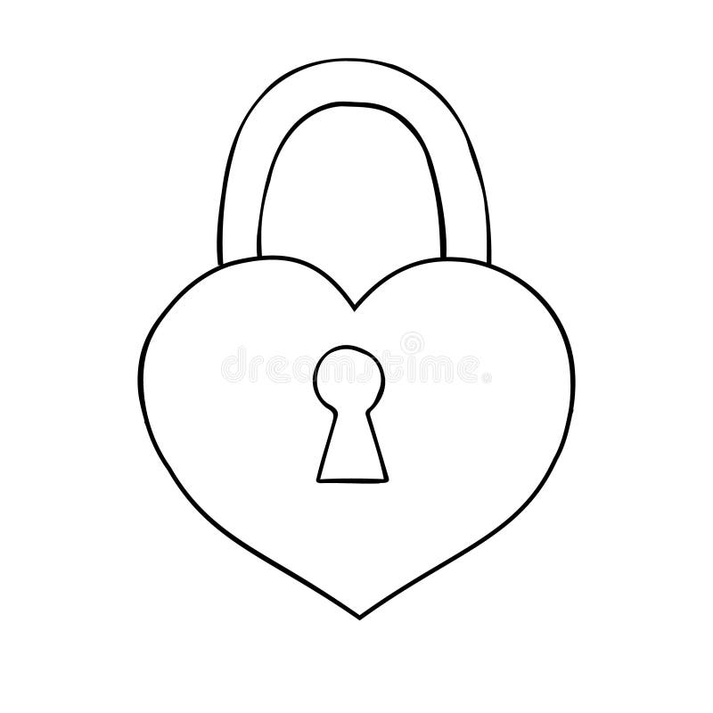 Vector Hand Drawn Sketch Doodle Outline Heart Lock Stock Vector ...