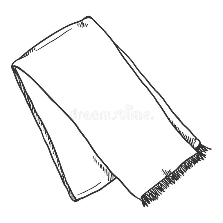 Vector Hand Drawn Sketch Folded Scarf Stock Vector - Illustration of ...