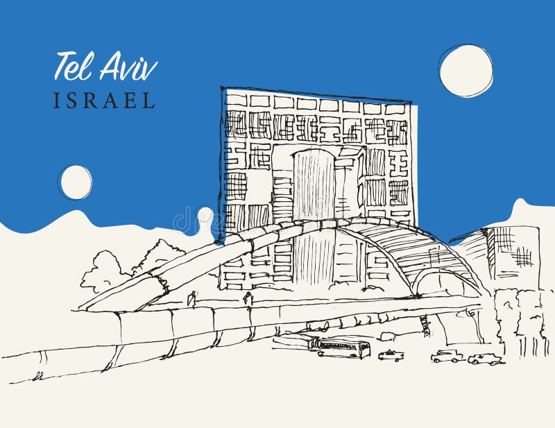 Drawing Sketch Illustration of Tel Aviv, Israel Stock Vector ...