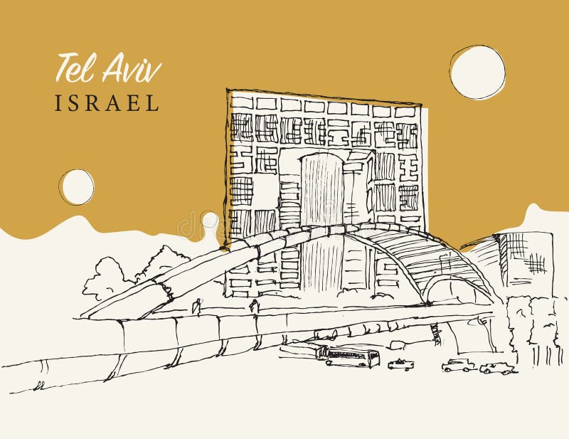 Drawing Sketch Illustration of Tel Aviv, Israel Stock Vector ...