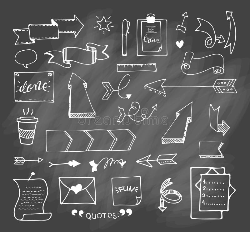 Vector Hand Drawn Sketch Set on Chalk of Planning Stock Vector ...