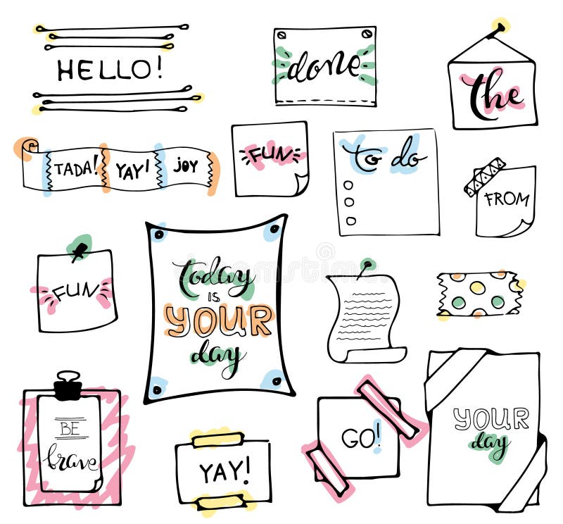 Vector Hand Drawn Sketch Set on Chalk of Planning Stock Vector ...