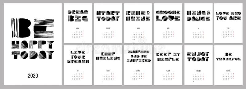 Vector Hand Drawn Sketch Text Calendar 2020 Stock Vector - Illustration ...