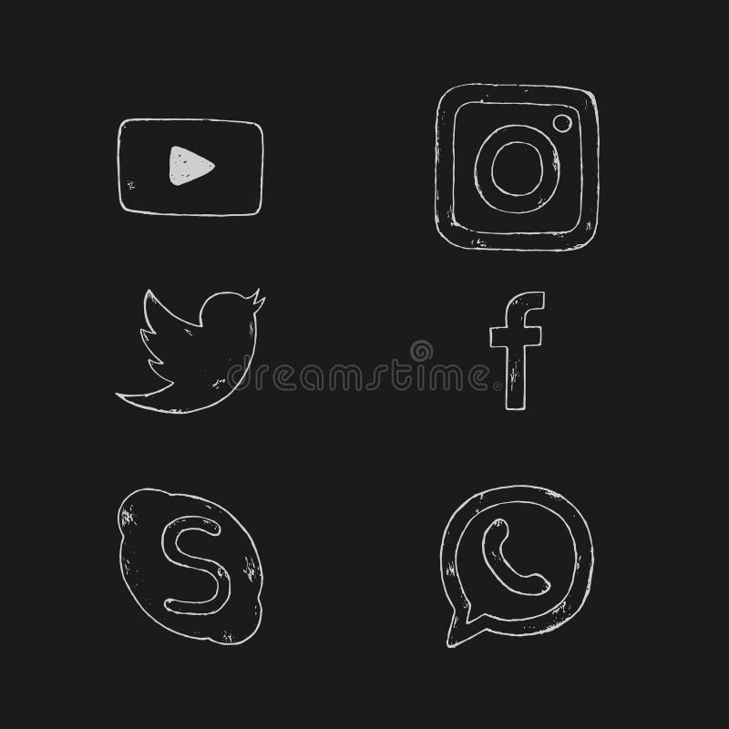 Vector Hand Drawn Social Media Icons. Vector Chalk Social Media ... Vector Hand Drawn Social Media Icons. Vector Chalk Social Media ...
