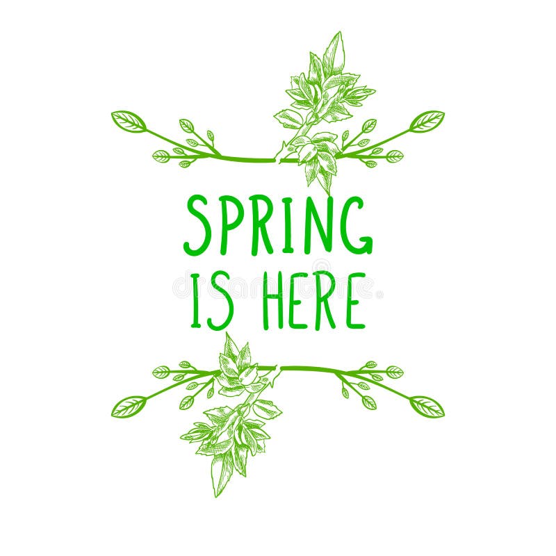 Vector Hand Drawn Spring is Here Sign, Banner Design, Card Template ...