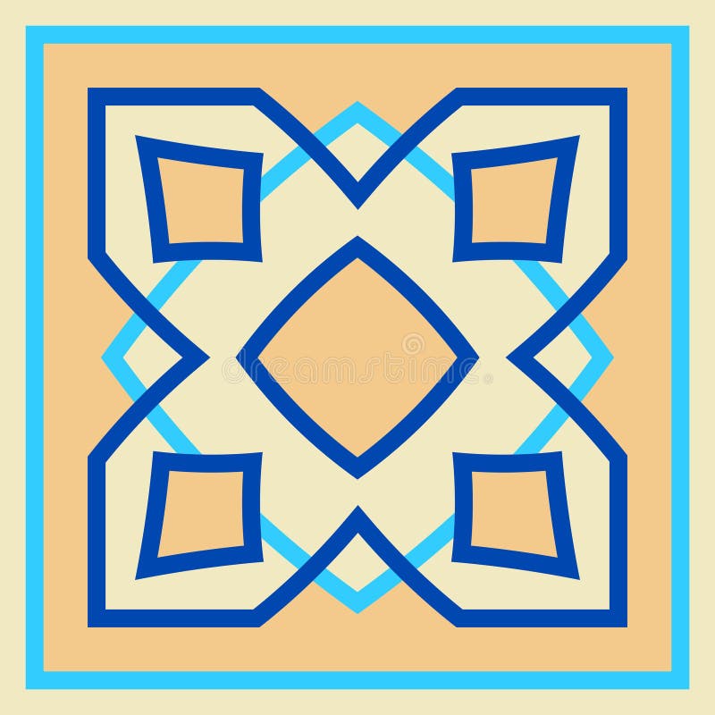 Vector Hand Drawn of Square Ceramic Tile. Ornate Geometric Pattern ...