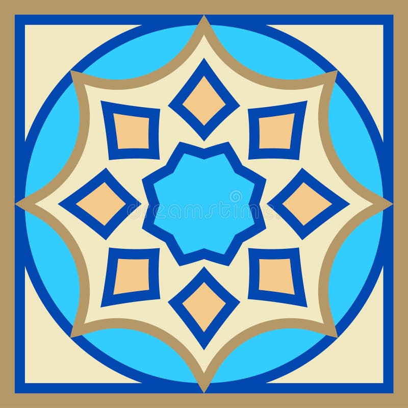 Vector Hand Drawn of Square Ceramic Tile. Ornate Geometric Pattern ...