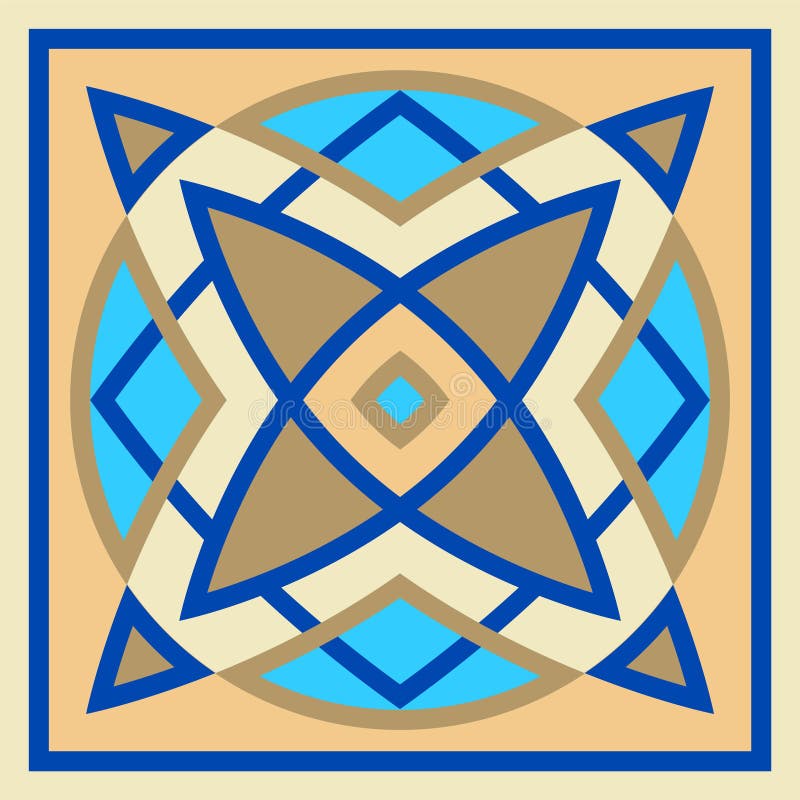 Vector Hand Drawn of Square Ceramic Tile. Ornate Geometric Pattern ...