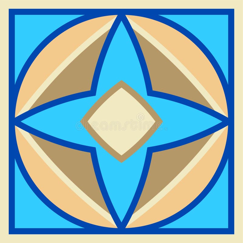 Vector Hand Drawn of Square Ceramic Tile. Ornate Geometric Pattern ...