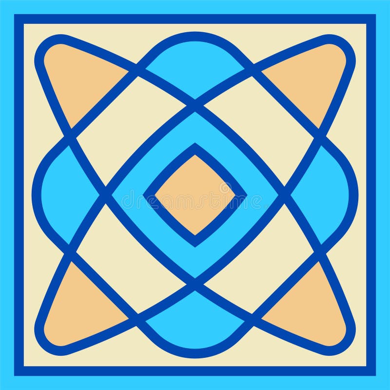 Vector Hand Drawn of Square Ceramic Tile. Ornate Geometric Pattern ...