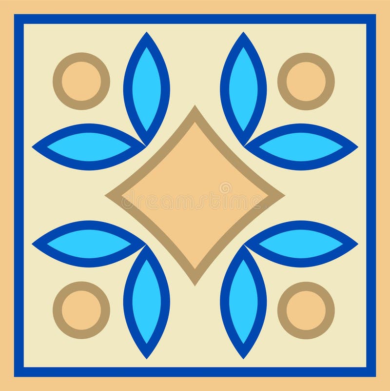 Vector Hand Drawn of Square Ceramic Tile. Ornate Geometric Pattern ...