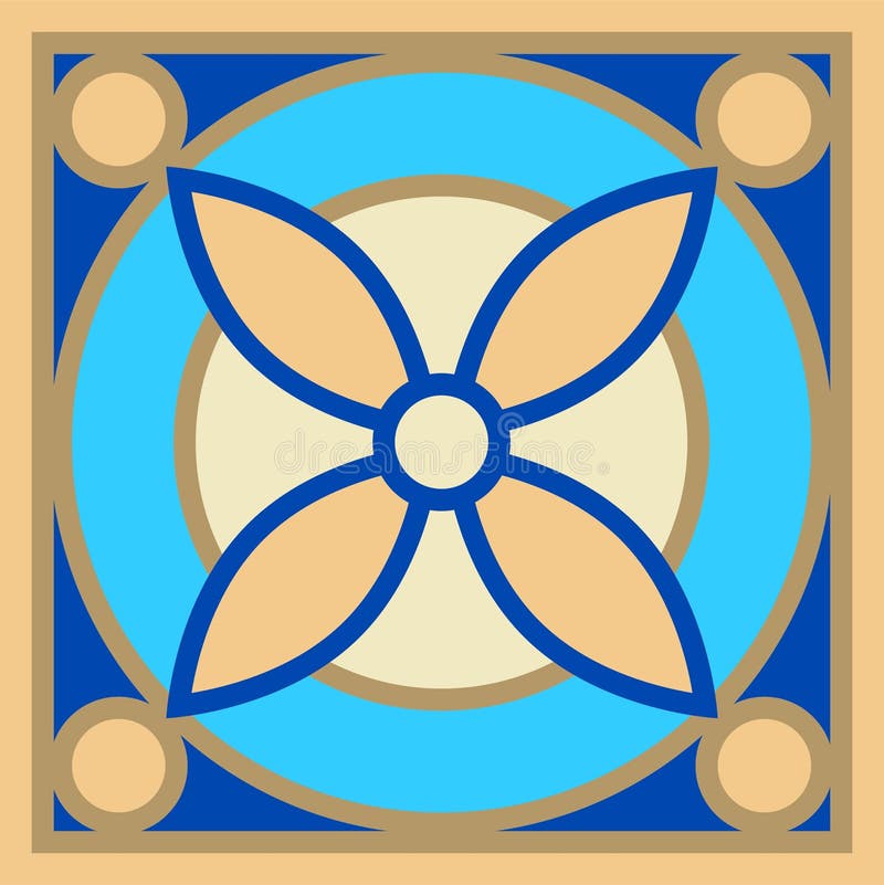 Vector Hand Drawn of Square Ceramic Tile. Ornate Geometric Pattern ...