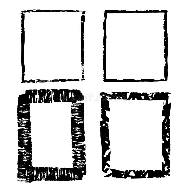 Vector Hand Drawn Squares, Blank Drawing Frames Isolated on White ...
