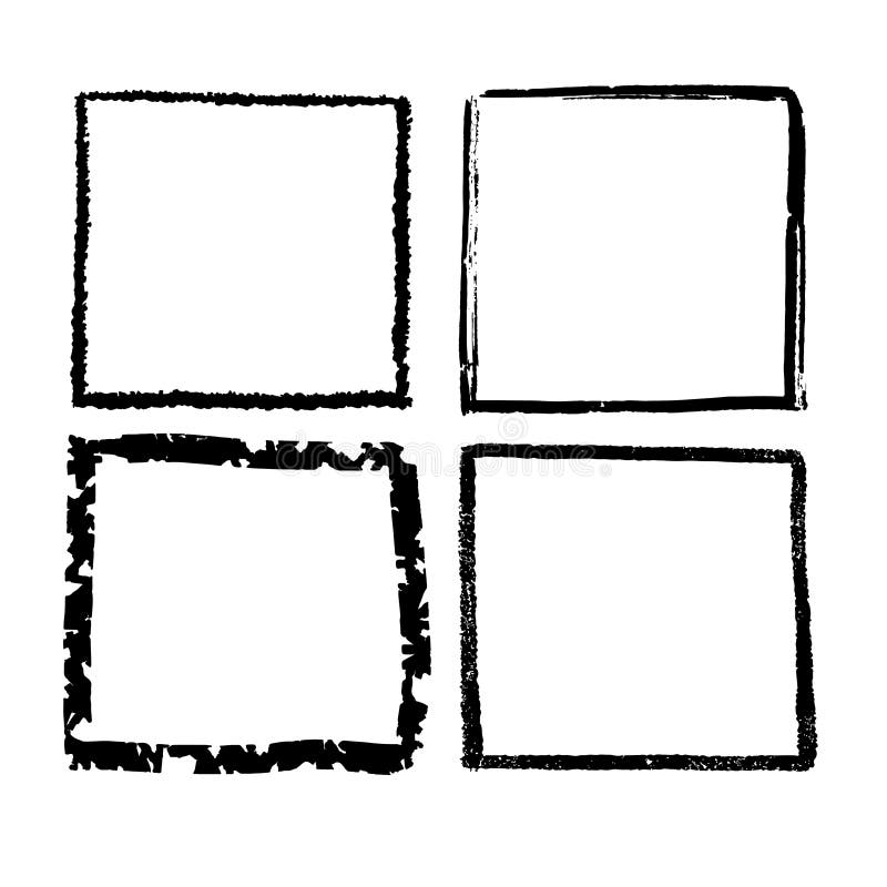 Vector Hand Drawn Squares, Blank Drawing Frames Isolated on White ...