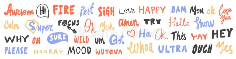 Vector Hand Drawn Sticker Logo Words Set Collection. Stock Vector ...