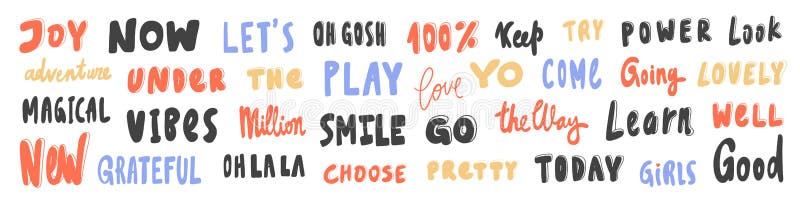 Vector Hand Drawn Sticker Logo Words Set Collection. Stock Vector ...