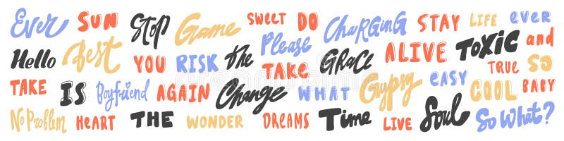 Vector Hand Drawn Sticker Logo Words Set Collection. Stock Vector ...