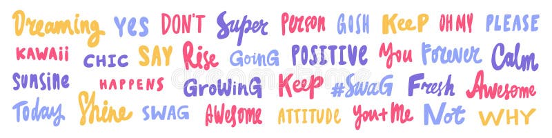 Vector Hand Drawn Sticker Logo Words Set Collection. Stock Vector ...