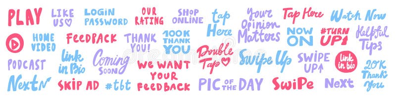 Vector Hand Drawn Sticker Logo Words Set Collection. Stock Vector ...