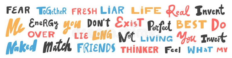 Vector Hand Drawn Sticker Logo Words Set Collection. Stock Vector ...