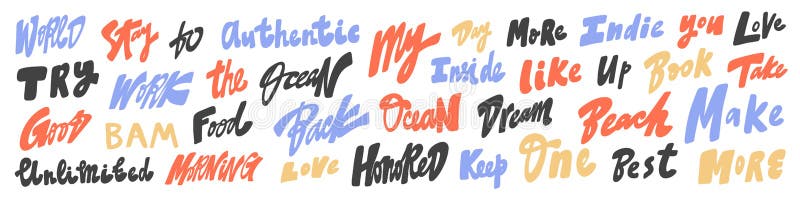 Vector Hand Drawn Sticker Logo Words Set Collection. Stock Vector ...