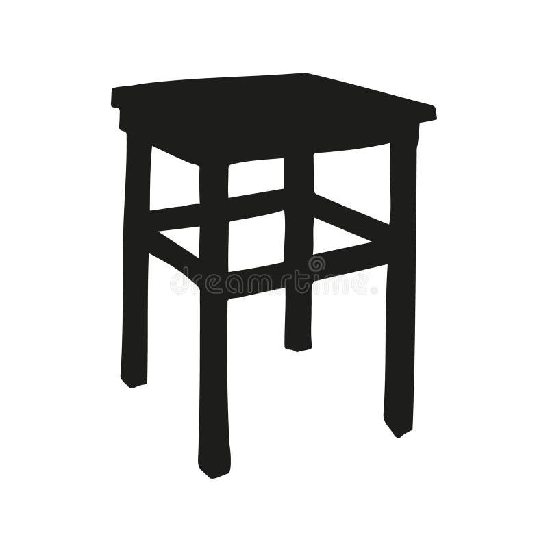 Vector Hand Drawn Stool Silhouette Stock Illustration - Illustration of ...