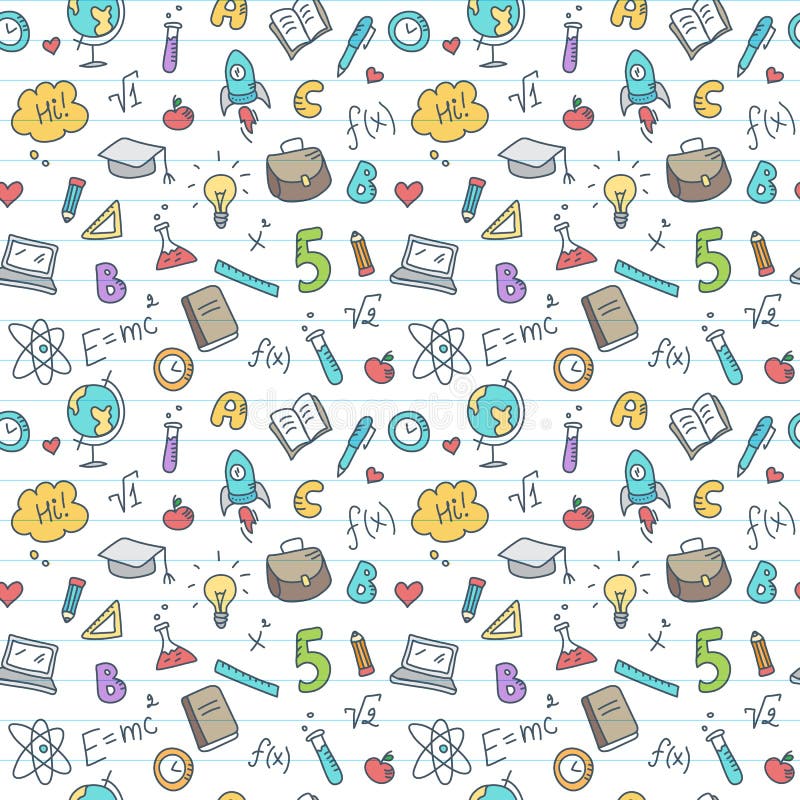 Vector Hand Drawn Study Accessories Seamless Stock Vector ...