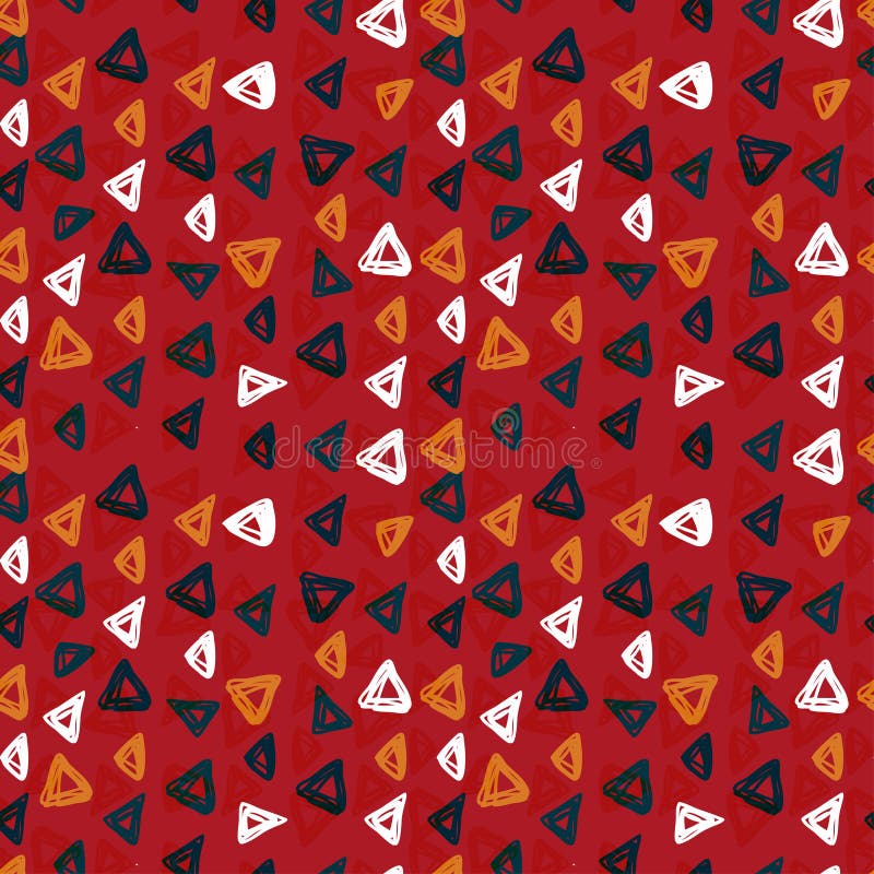 Vector Hand Drawn Triangle Pattern on a Coloured Background. Stock ...