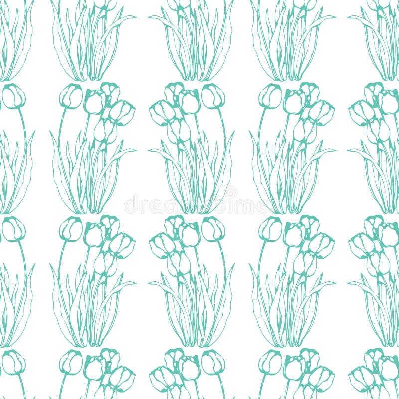 Vector Hand Drawn Koru Elements Seamless Pattern Background on a White ...