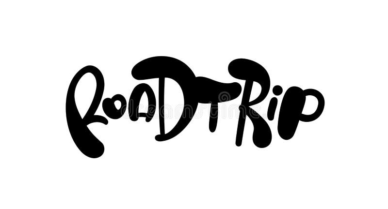 Vector Hand Drawn Type Lettering of Road Trip Stock Vector ...