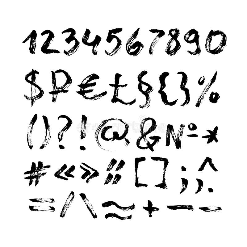 Typographic Characters and Symbols in Calligraphy Brush Stock Vector ...
