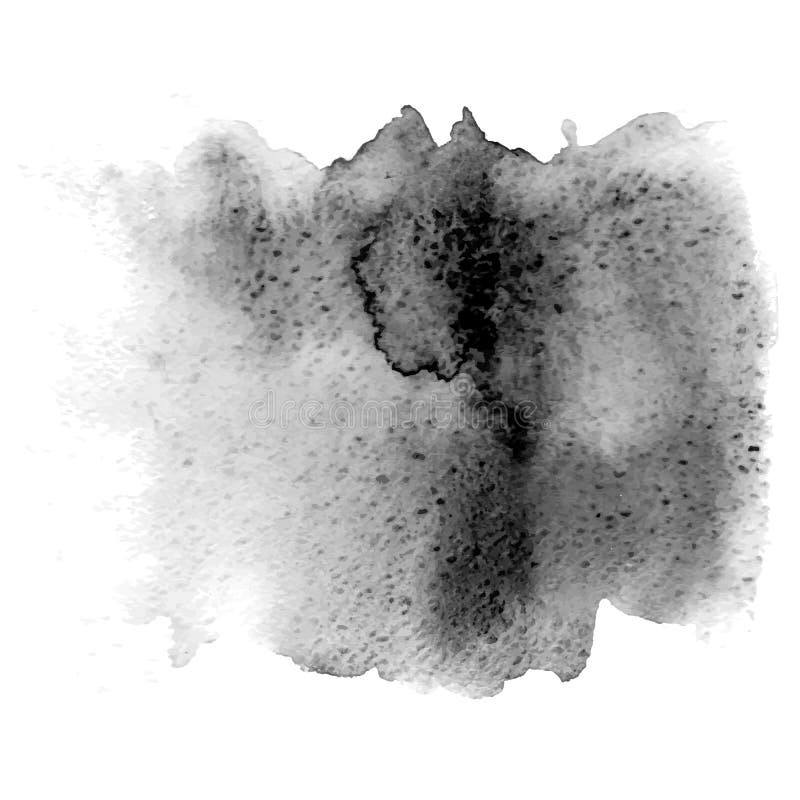 Vector Hand Drawn Watercolor Brush Stain. Grayscale Painted Stroke ...