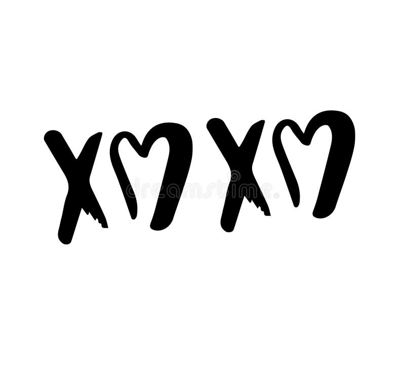 Vector Hand Drawn Xoxo Lettering with Hearts Stock Vector ...