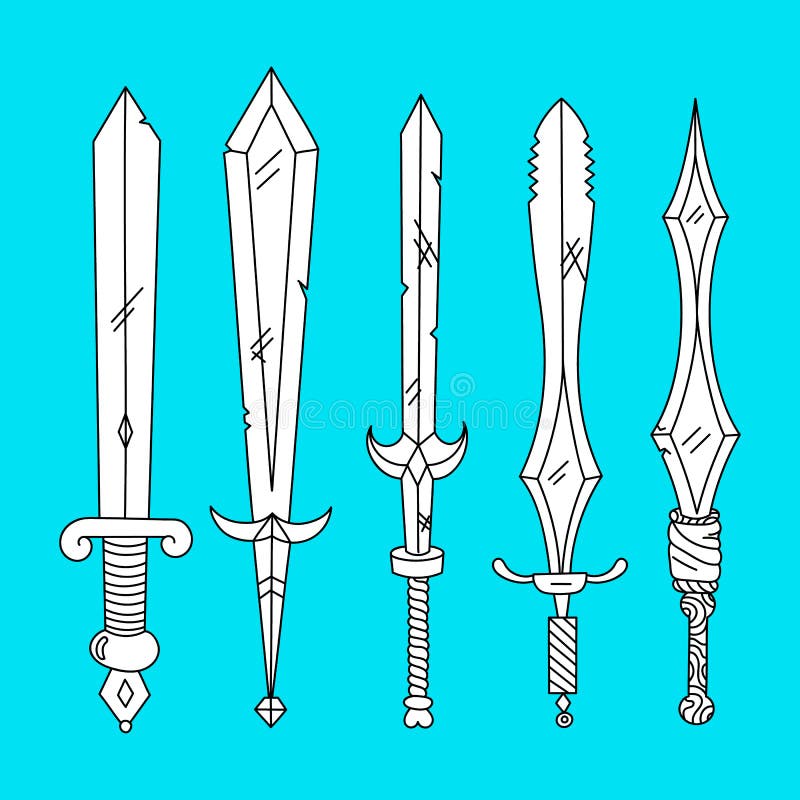 Doodle Swords Vector Set Stock Illustrations – 110 Doodle Swords Vector ...