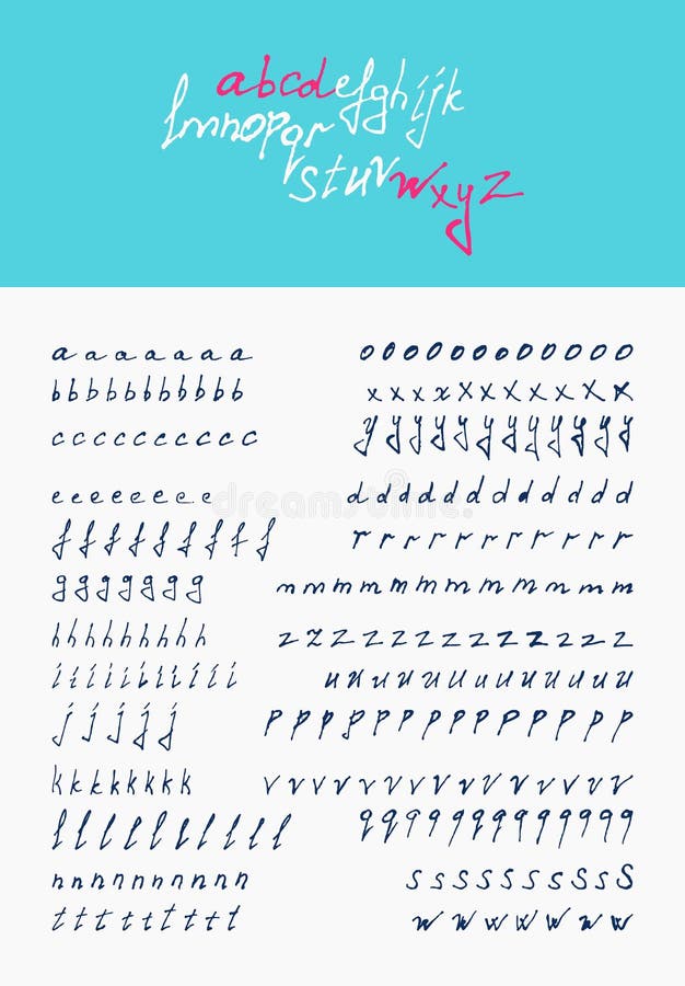 Vector Hand Lettering Calligraphic Alphabet Stock Vector - Illustration ...