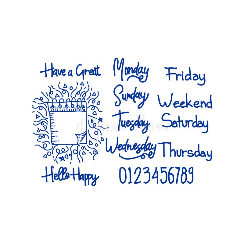 Vector Hand Lettering Set of the Days of the Week Stock Vector ...