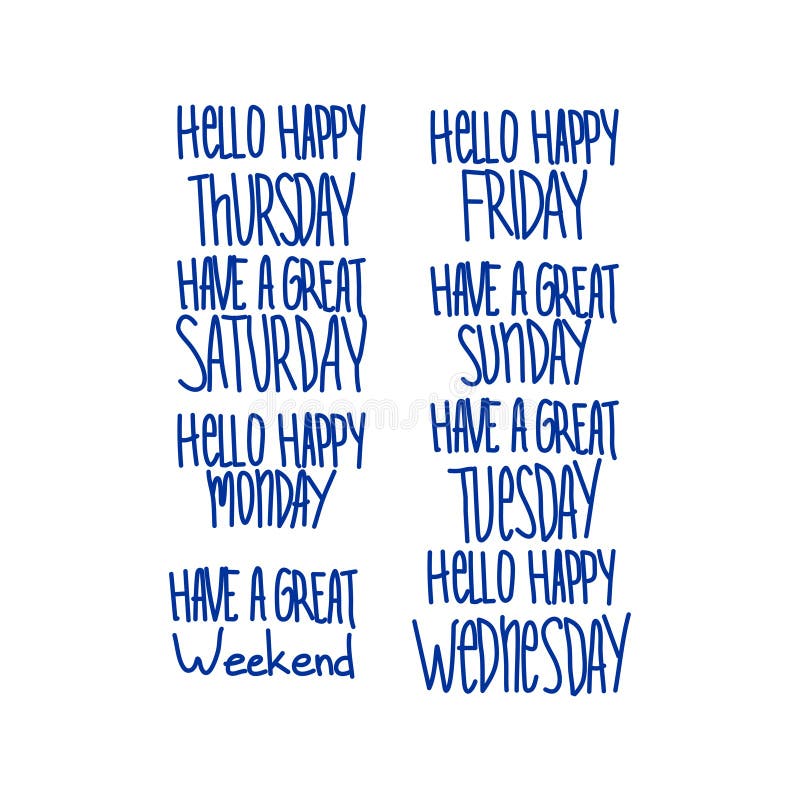 Vector Hand Lettering Set of the Days of the Week Stock Vector ...