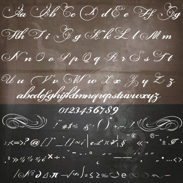 Vector Hand Made Script Font in Vintage Victorian Style Stock Vector ...