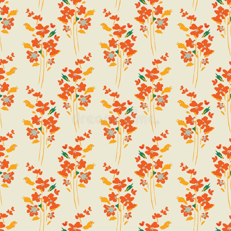 Vector Hand Painted Flower Bunch Seamless Pattern and Digital Textile ...
