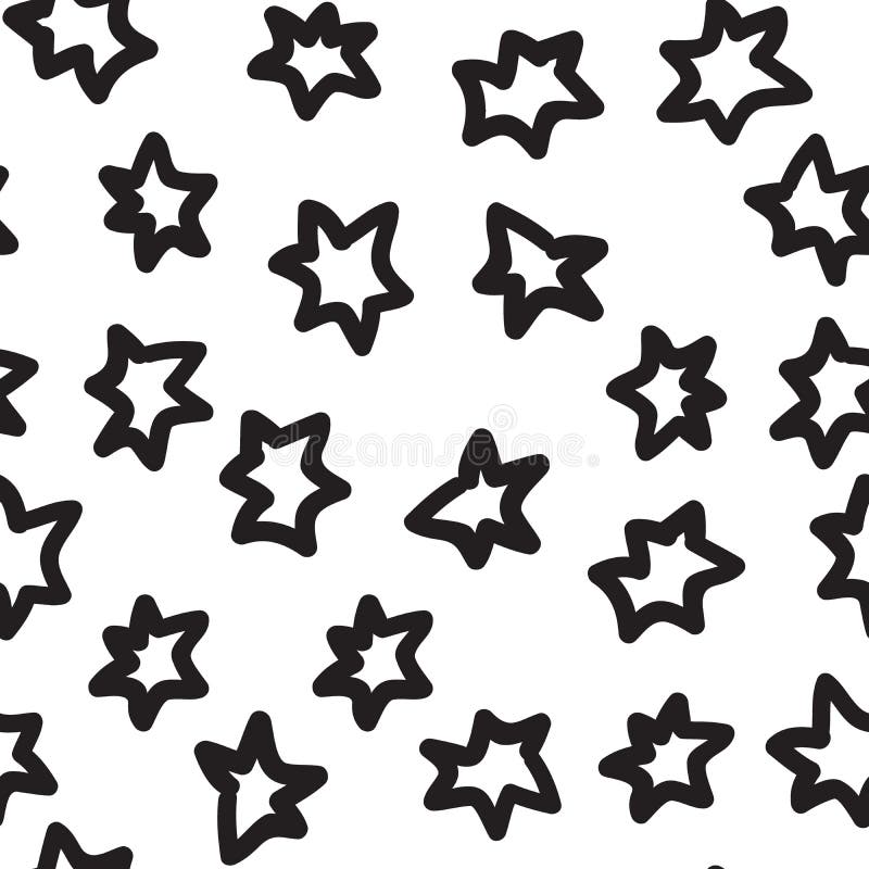 Vector Hand-painted Seamless Pattern with Abstract Stars Doodles Stock ...