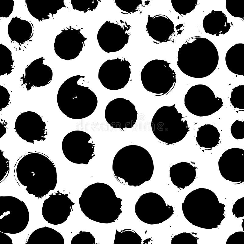 Vector Hand-painted Seamless Pattern with Ink Dots and Circles Stock ...